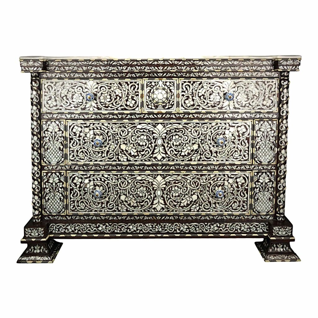 Hand-Crafted Chest of drawers with Mother of Pearl Inlay. – Original ...