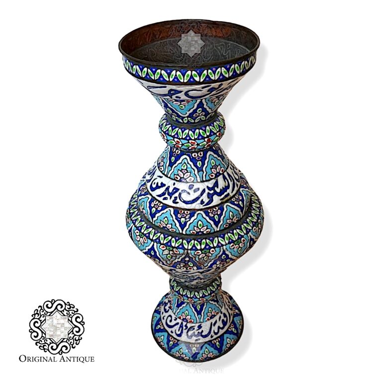 Antique Copper Vase with Enamel Inlay. – Original Antique