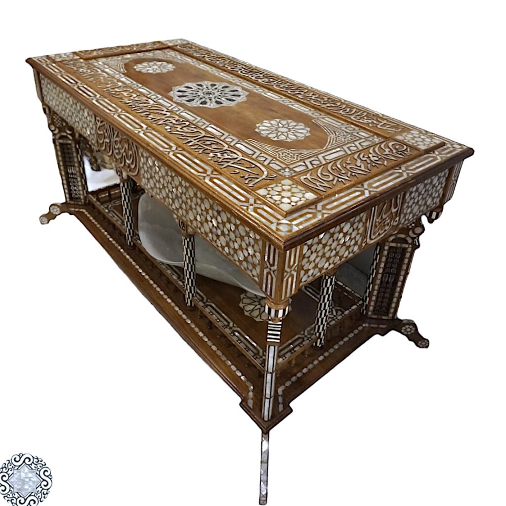 Exceptional Hand-Crafted Wooden Console Table with Intricate Arabic ...
