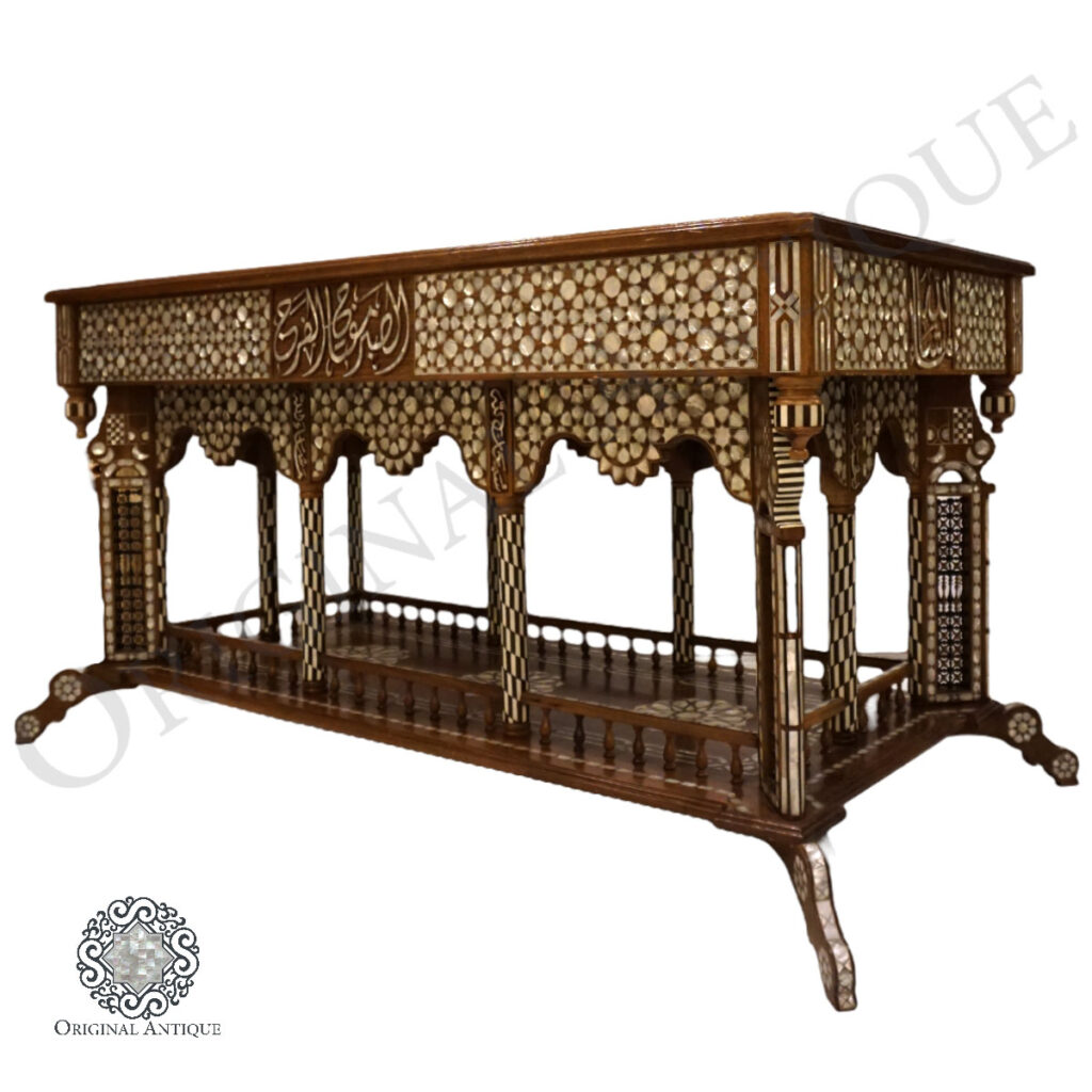 Exceptional Hand-Crafted Wooden Console Table with Intricate Arabic ...