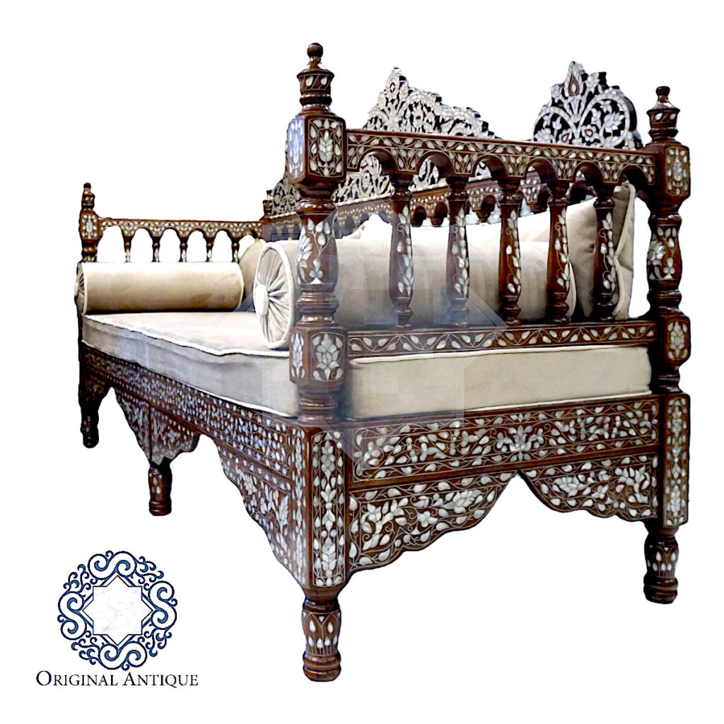 Hand-Crafted Luxurious Comfort Damascene Couch with Mother-of-Pearl ...