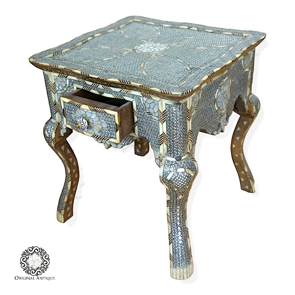 Vintage Hand-crafted Table with Exquisite Mother-of-Pearl Inlay A ...