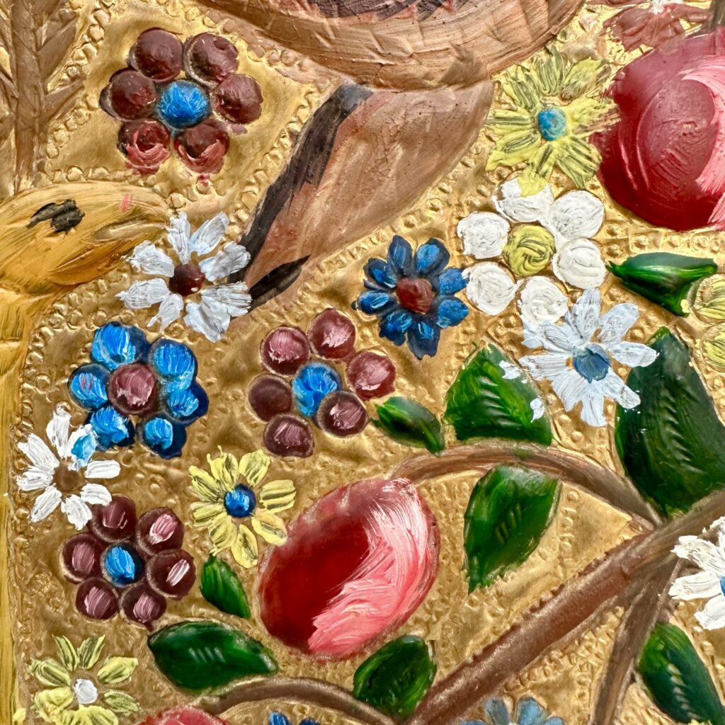 Handcrafted Enameled Copper Tray of Adam and Eve Story. – Original Antique