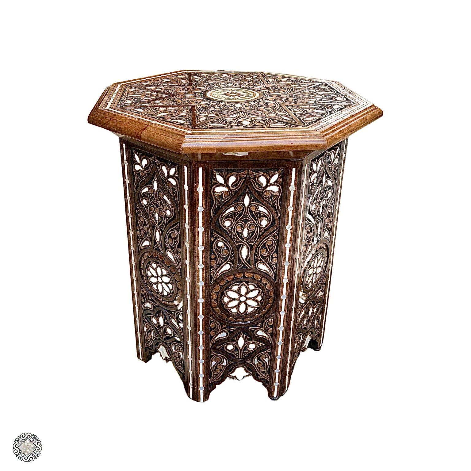 Handmade Octagonal Wooden Inlay Table – Traditional Artistry ...